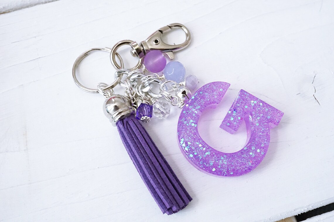 Glitter Initial Keychain for teenage girls Resin Backpack | Etsy