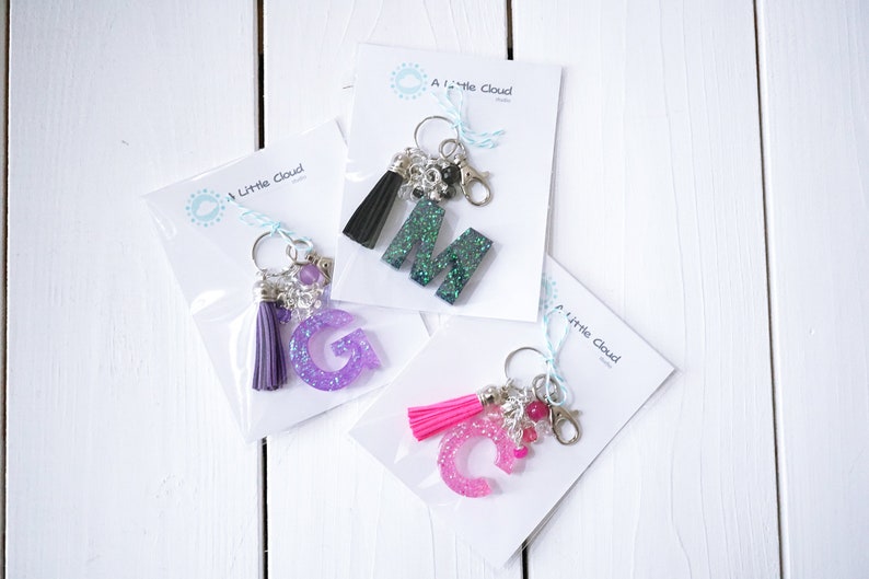 Glitter Initial Keychain for teenage girls Resin Backpack | Etsy