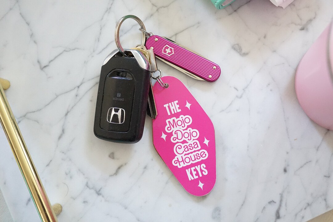 Motel Keychain Pink, Hot Pink Accessories, Hotel Key Tag, Pink ...
