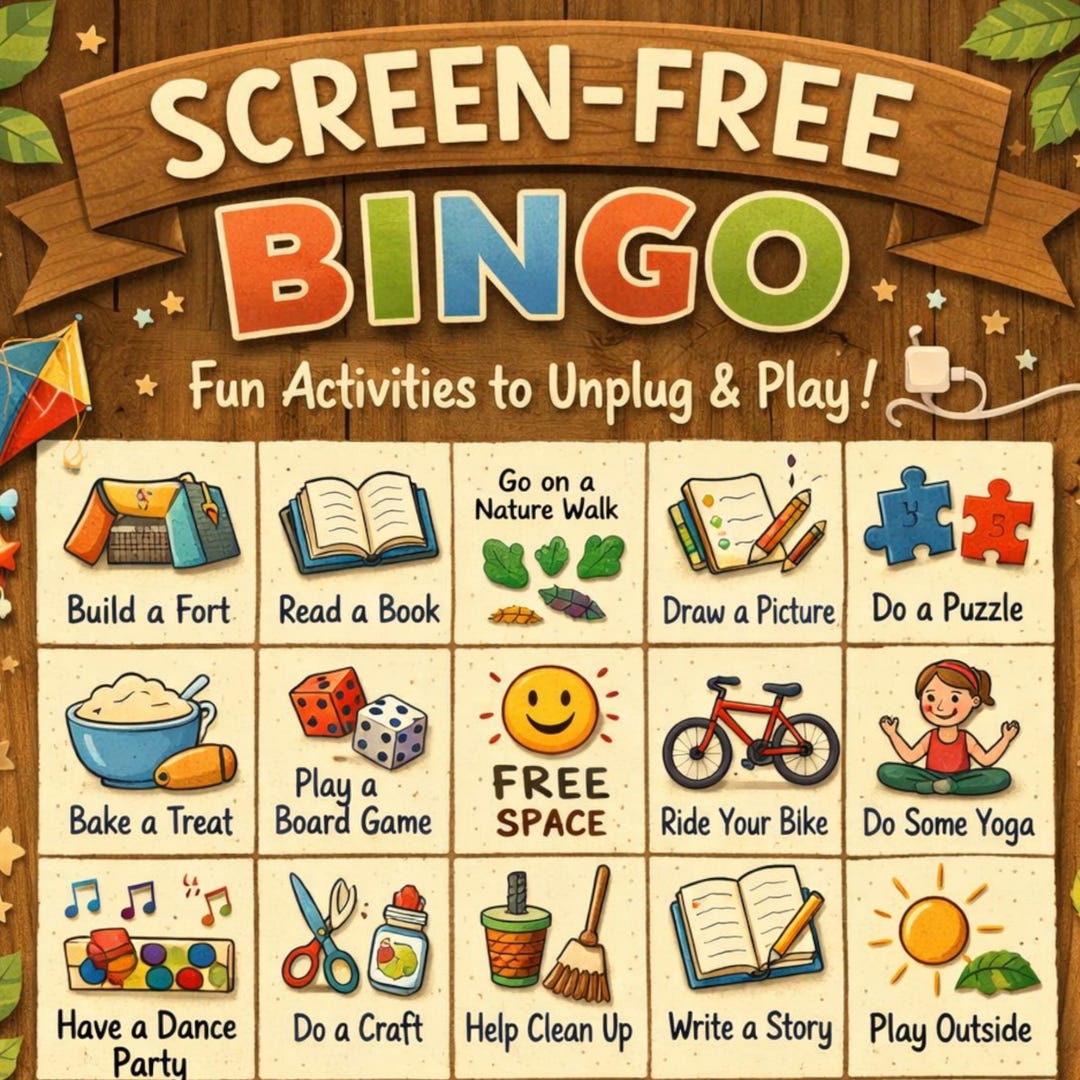 Screen-free Bingo Printable | Kids Winter Break Activity | Fun No ...