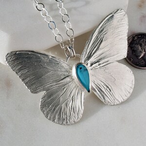 Sterling Silver Butterfly With Turquoise Pendant Necklace - Etsy