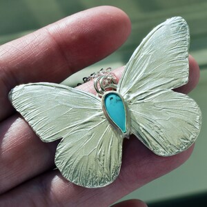 Sterling Silver Butterfly With Turquoise Pendant Necklace - Etsy