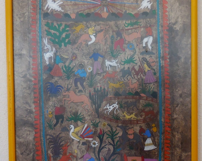 Amate Bark Painting. Community Scene. Mexico Art. Beautiful. 12x16 ...