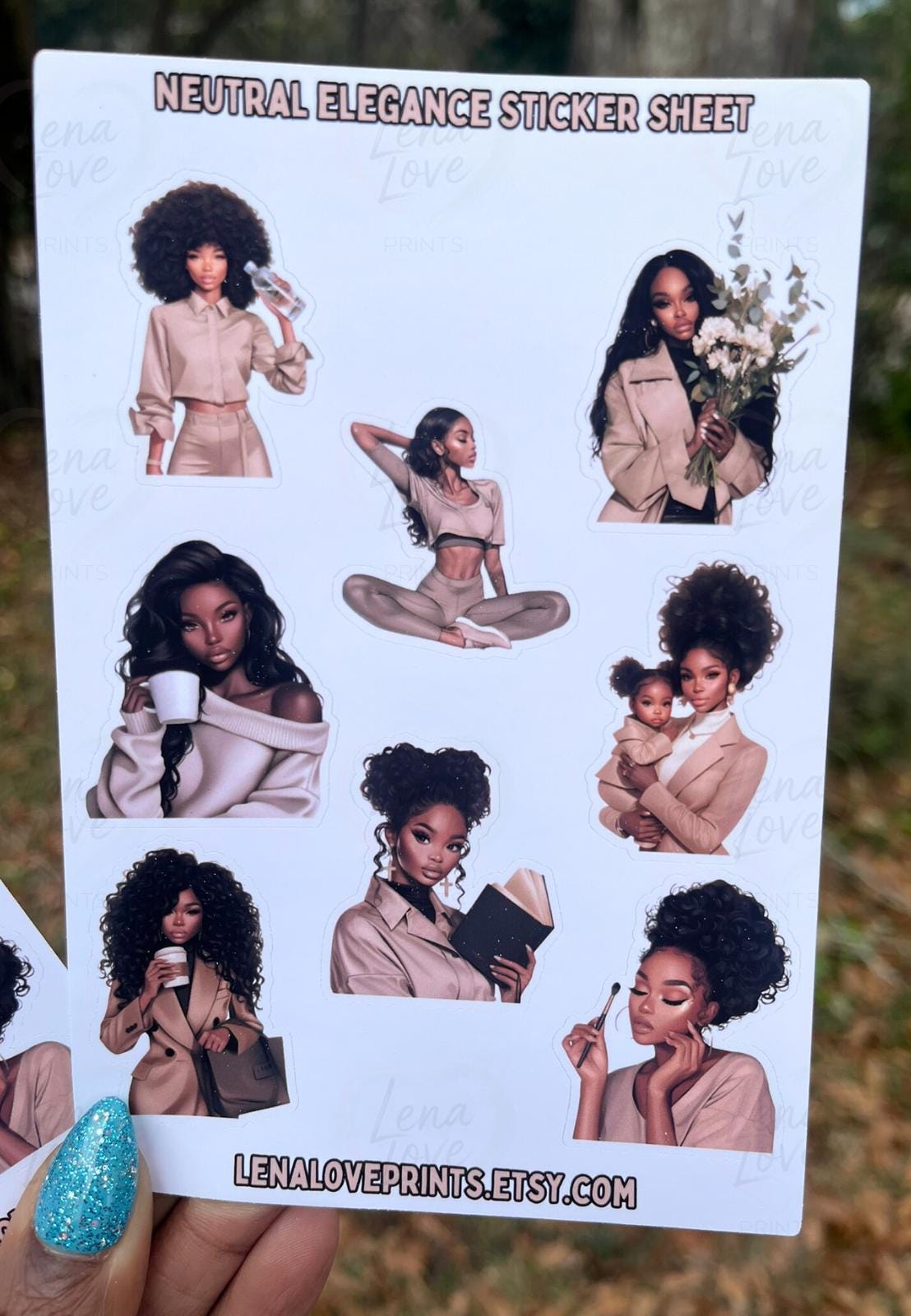 Black Girl Sticker Sheet, Neutral Aesthetic Planner Stickers, Melanin ...