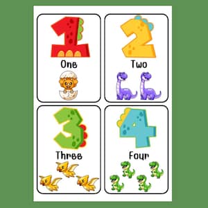Dinosaur Number Flashcards for Kids 1–20 | Colorful Printable Learning ...