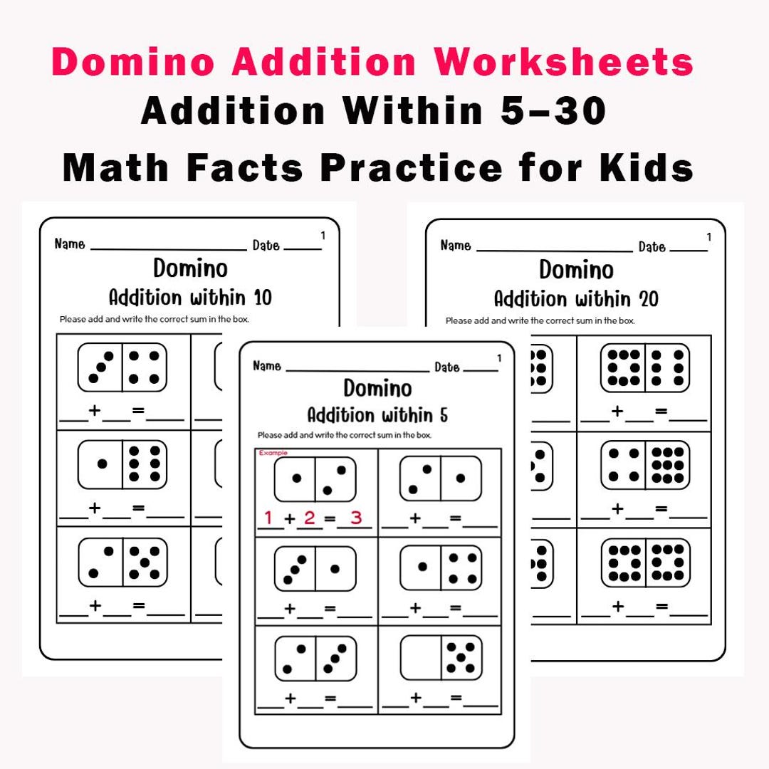 Domino Addition Pack | Number Practice Within 5–30 - Etsy