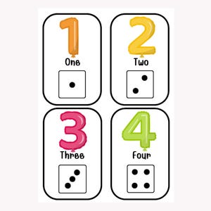 Dice Number Flashcards 1–20 Printable | Colorful Counting Cards for Pre ...