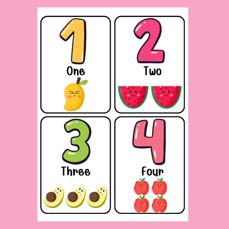 Number Flashcards for Kids 1–20 | Fruit Theme | Colorful Printable ...