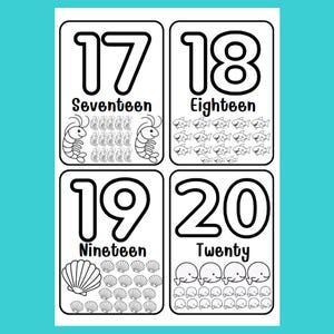 Ocean Animals Counting Flashcards 1–20 | Printable Learning & Coloring ...