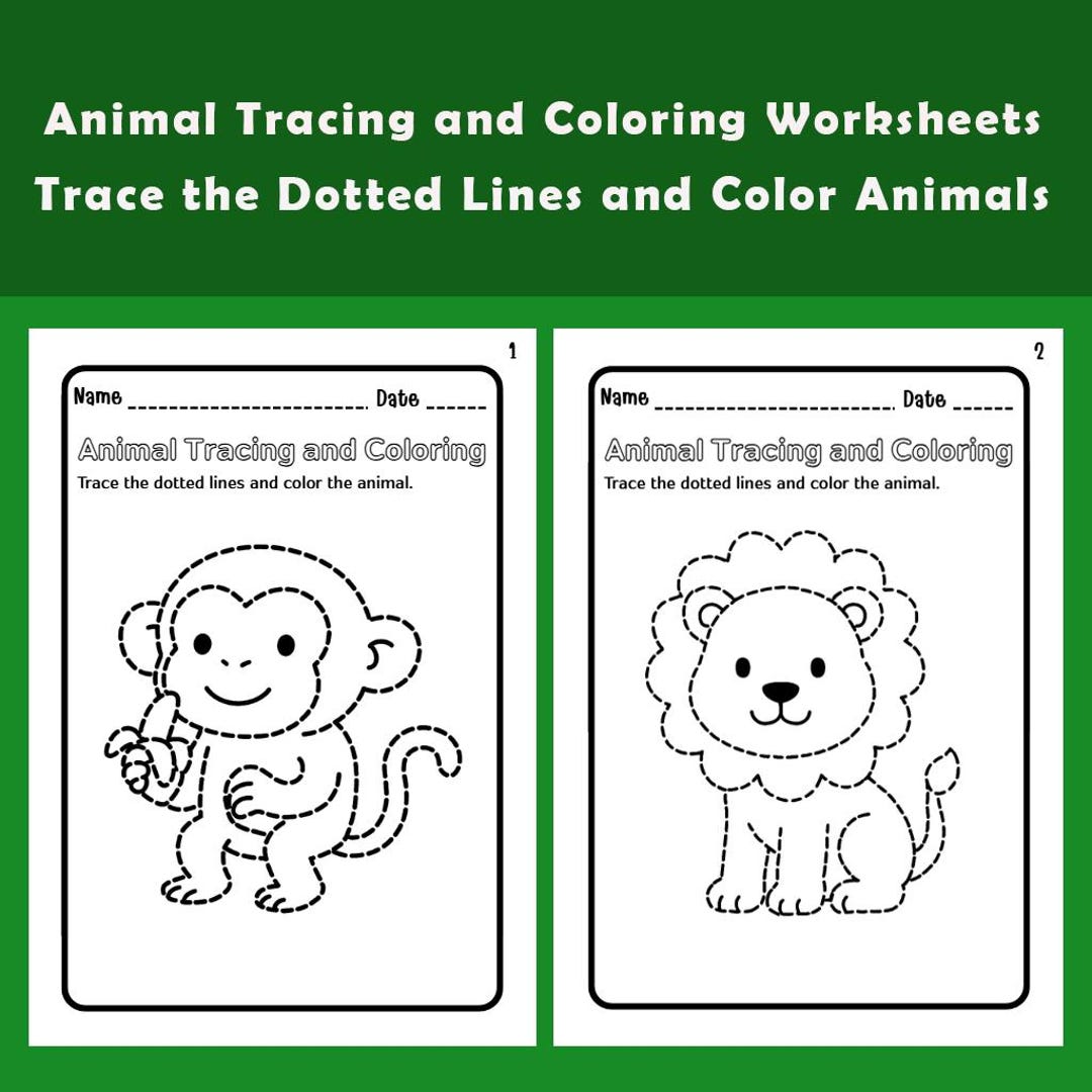 Animal Tracing Coloring Pages | Fine Motor Skills (PDF Pattern) - Etsy ...