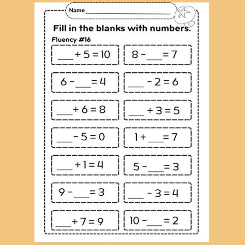 Addition and Subtraction Within 10 | Math Fact Fluency Worksheets ...