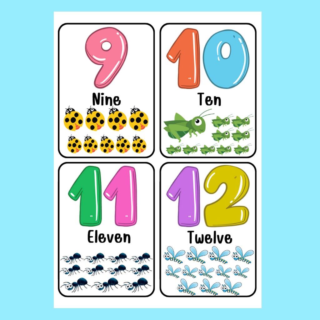 Insects & Bugs Number Flashcards 1–20 | Colorful Printable Learning ...