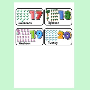 Dinosaur Number Flashcards 1–20 | Colorful Printable Counting Cards for ...