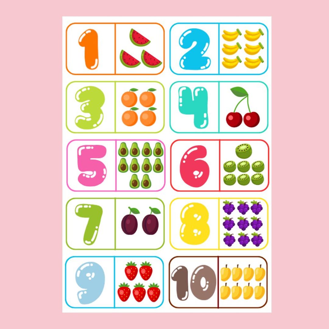 Domino Number Flashcards 1-10 – Fruit, Animal & Ocean Themes (printable ...