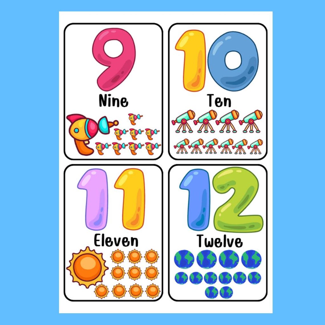 Space Number Flashcards 1–20 | Printable Counting Cards | Colorful ...