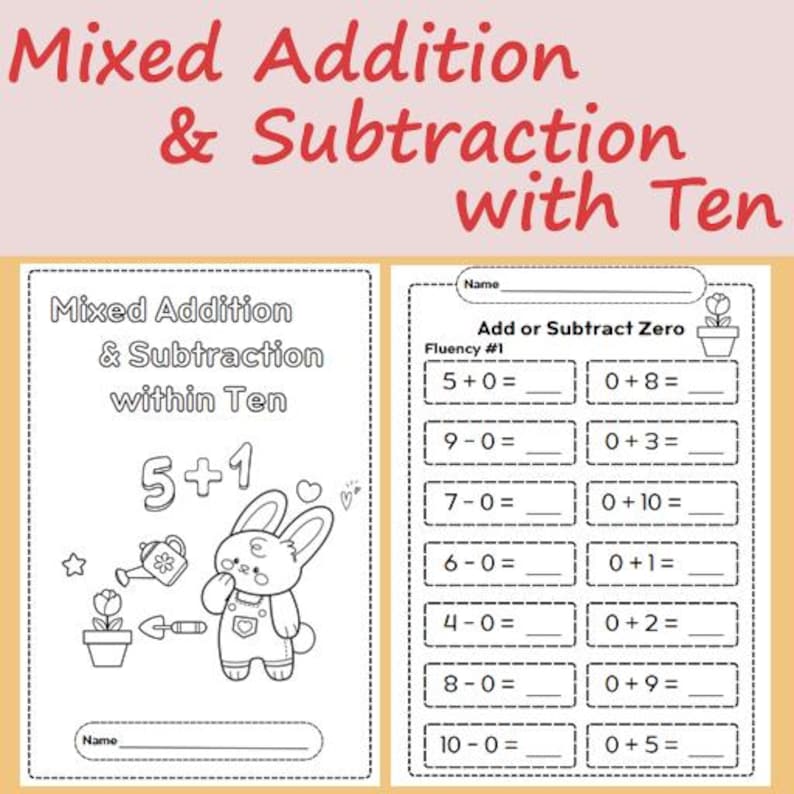 Addition and Subtraction Within 10 | Math Fact Fluency Worksheets ...