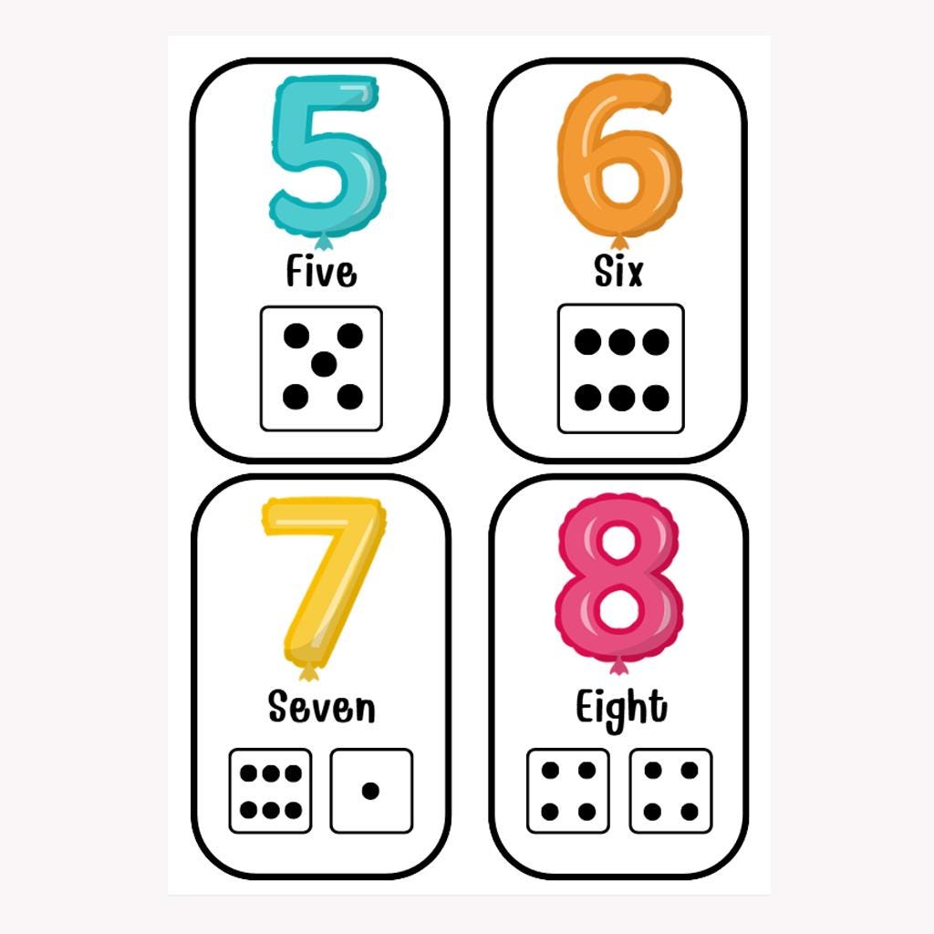 Dice Number Flashcards 1–20 Printable | Colorful Counting Cards for Pre ...
