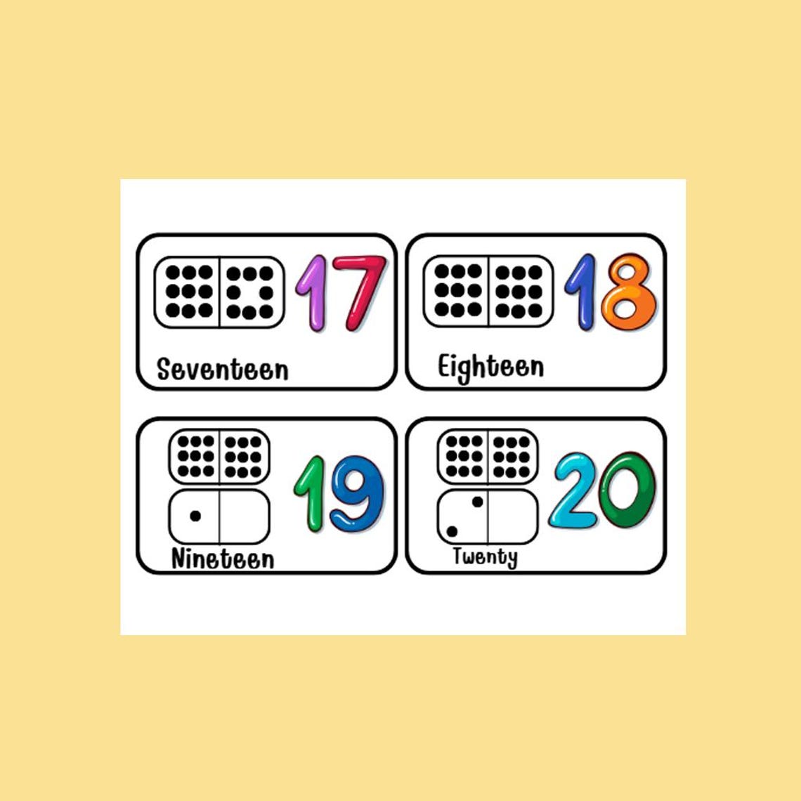 Domino Number Flashcards 1–20 | Colorful Counting Cards for Kids ...