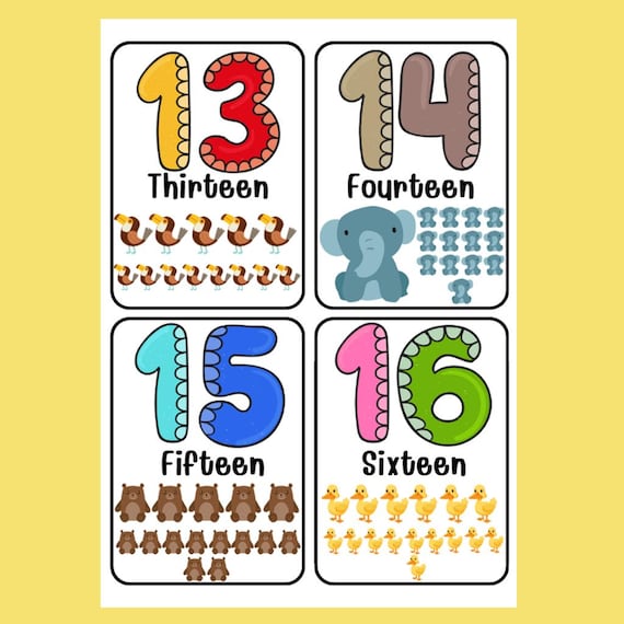 Animal Numbers Flash Cards 020 Printable Pdf