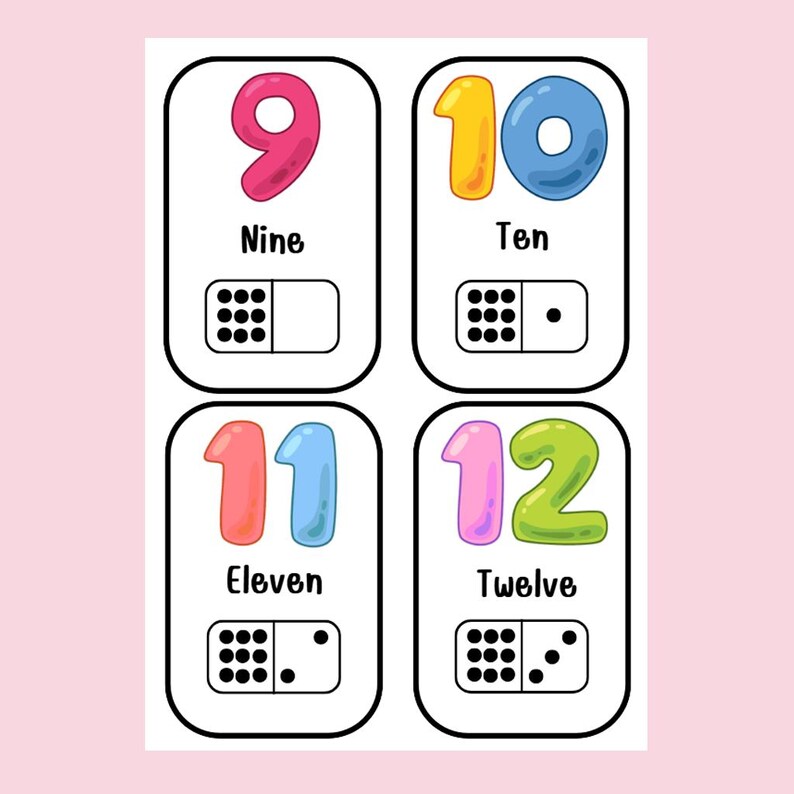 Domino Number Flashcards 1–20 | Color Counting Cards | Preschool Math ...