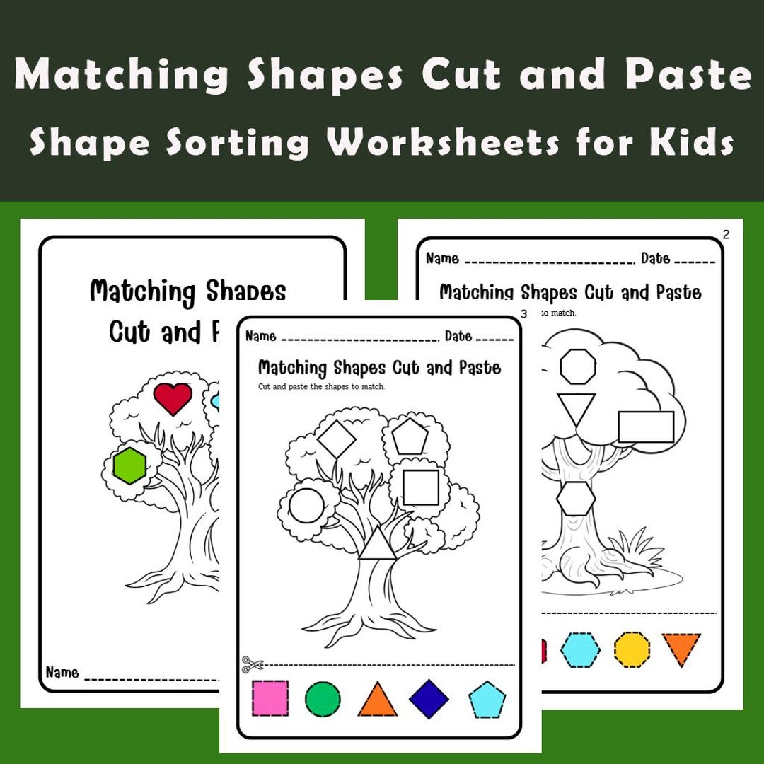 Matching Shapes Cut and Paste | Shape Sorting Worksheets | Fun ...