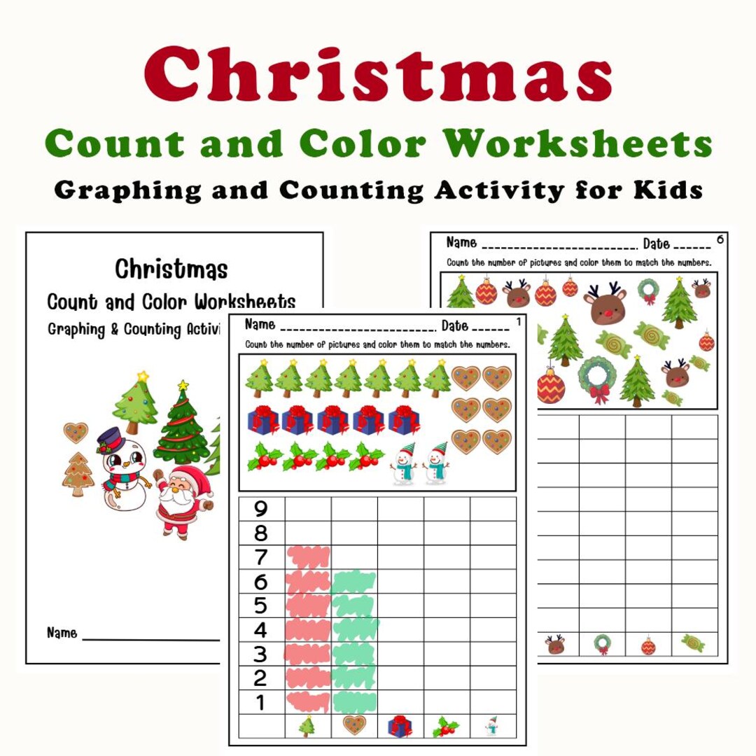 Christmas Counting Worksheets | Holiday Math, Graphing (PDF) - Etsy