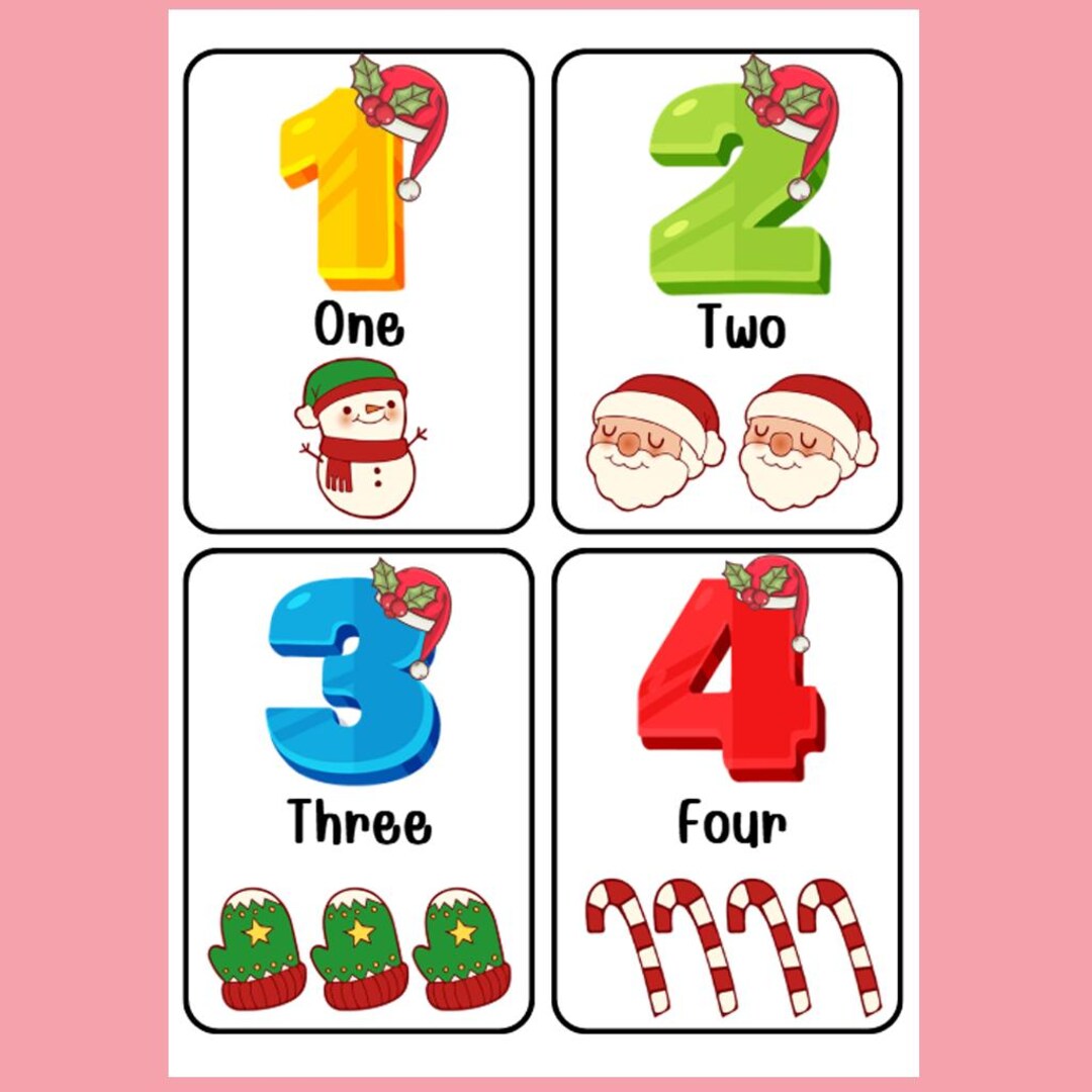 Christmas Number Flashcards 1–20 – Printable Holiday Counting Cards for ...