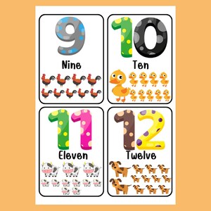 Farm Animals Counting Flashcards 1–20 | Colorful Printable Learning ...