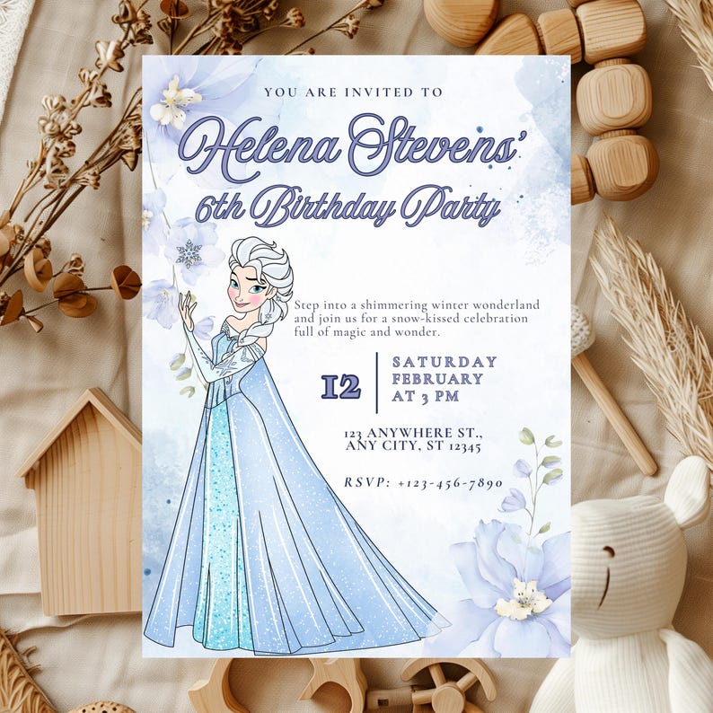 Elsa Birthday Invitation | Frozen Princess Party Invite | Canva ...
