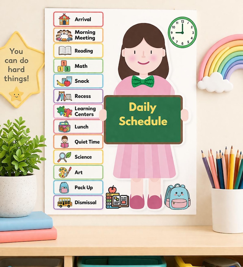 Daily Schedule Poster and Visual Chart - Etsy