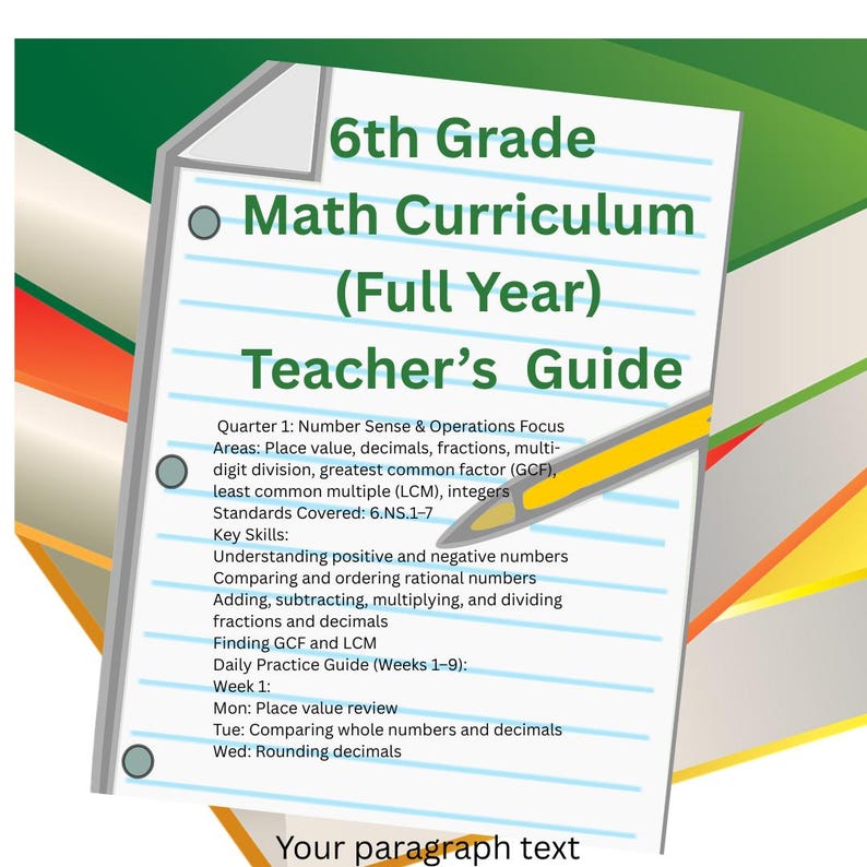 6th Grade Math (full Year) Curriculum Teacher's Guide/resource - Etsy
