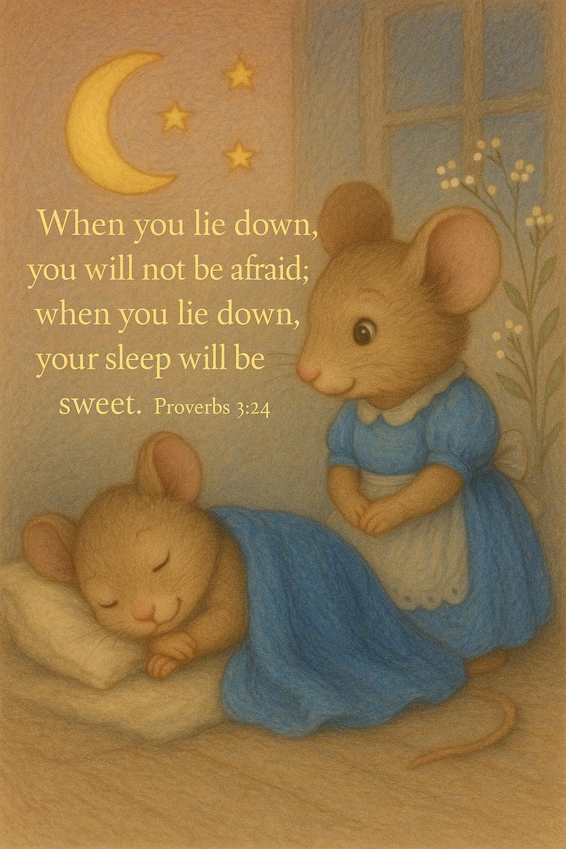 Proverbs 3:24 Nursery Print | Whimsical Mouse, Sweet Dreams - Etsy