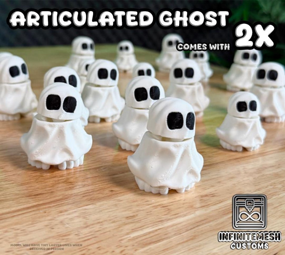 3D Printed Articulated Ghost: Halloween Desk Decor (2x) - Etsy
