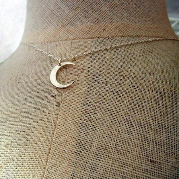Little Sterling Silver Crescent Moon Charm Necklace by E. Ria Designs ...