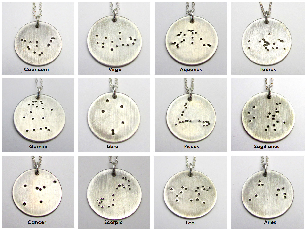 Zodiac Necklace | Rustic Sterling Silver Constellation Charm Jewelry ...