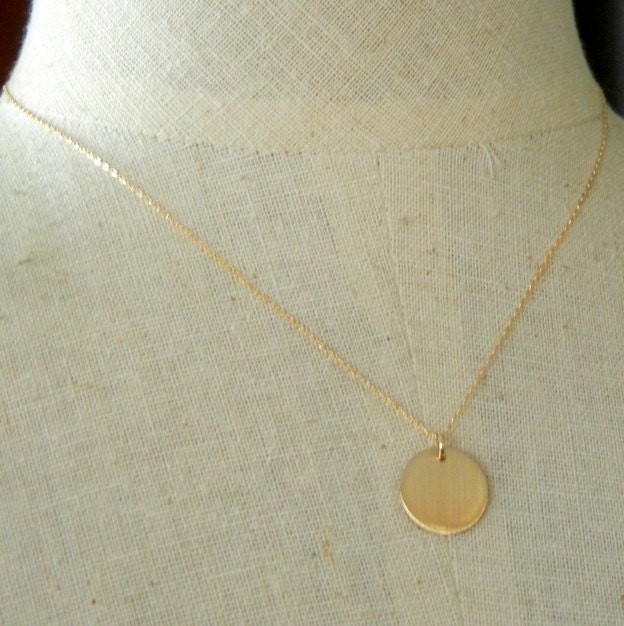 Gold Circle Necklace Brushed Gold Simple Necklace Minimal - Etsy