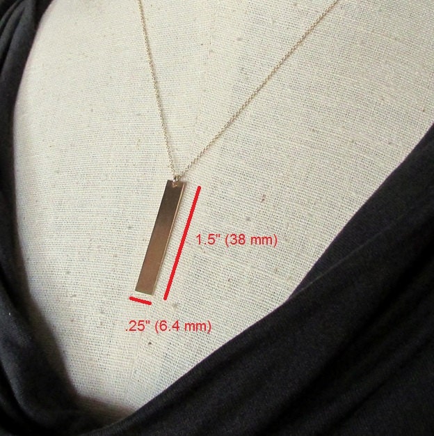 Long Gold Bar Necklace Rectangle Vertical Gold Filled - Etsy