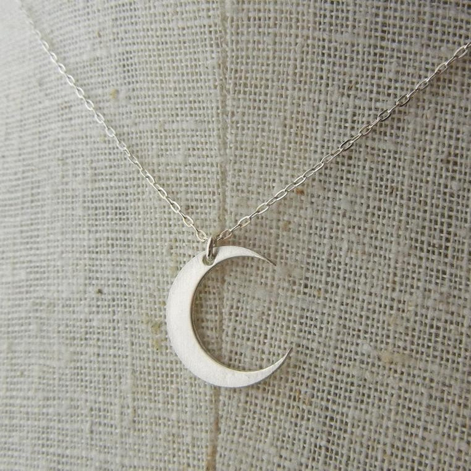 Little Sterling Silver Crescent Moon Charm Necklace by E. Ria Designs ...