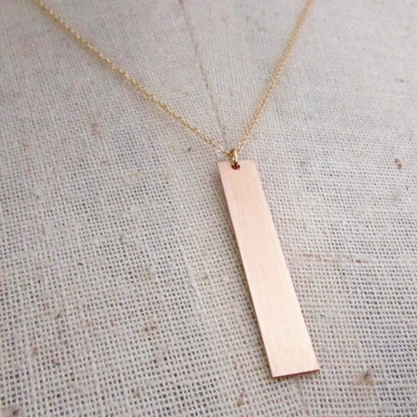 Long Gold Bar Necklace Rectangle Vertical Gold Filled - Etsy