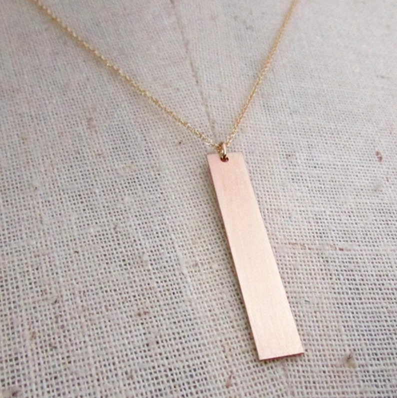 Long Gold Bar Necklace Rectangle Vertical Gold Filled - Etsy