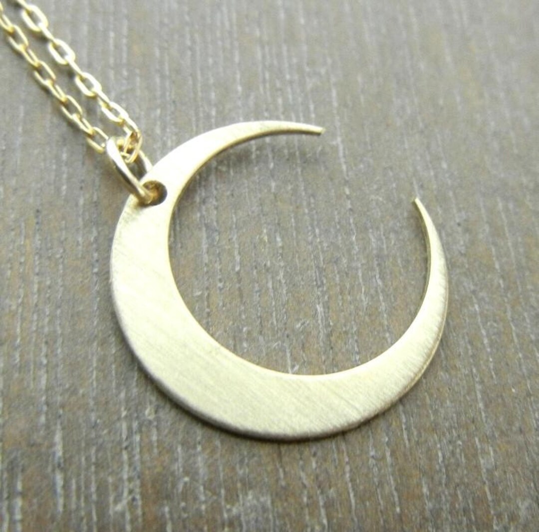 Gold Moon Necklace - MIDNIGHT in GOLD Crescent Gold Filled Simple ...