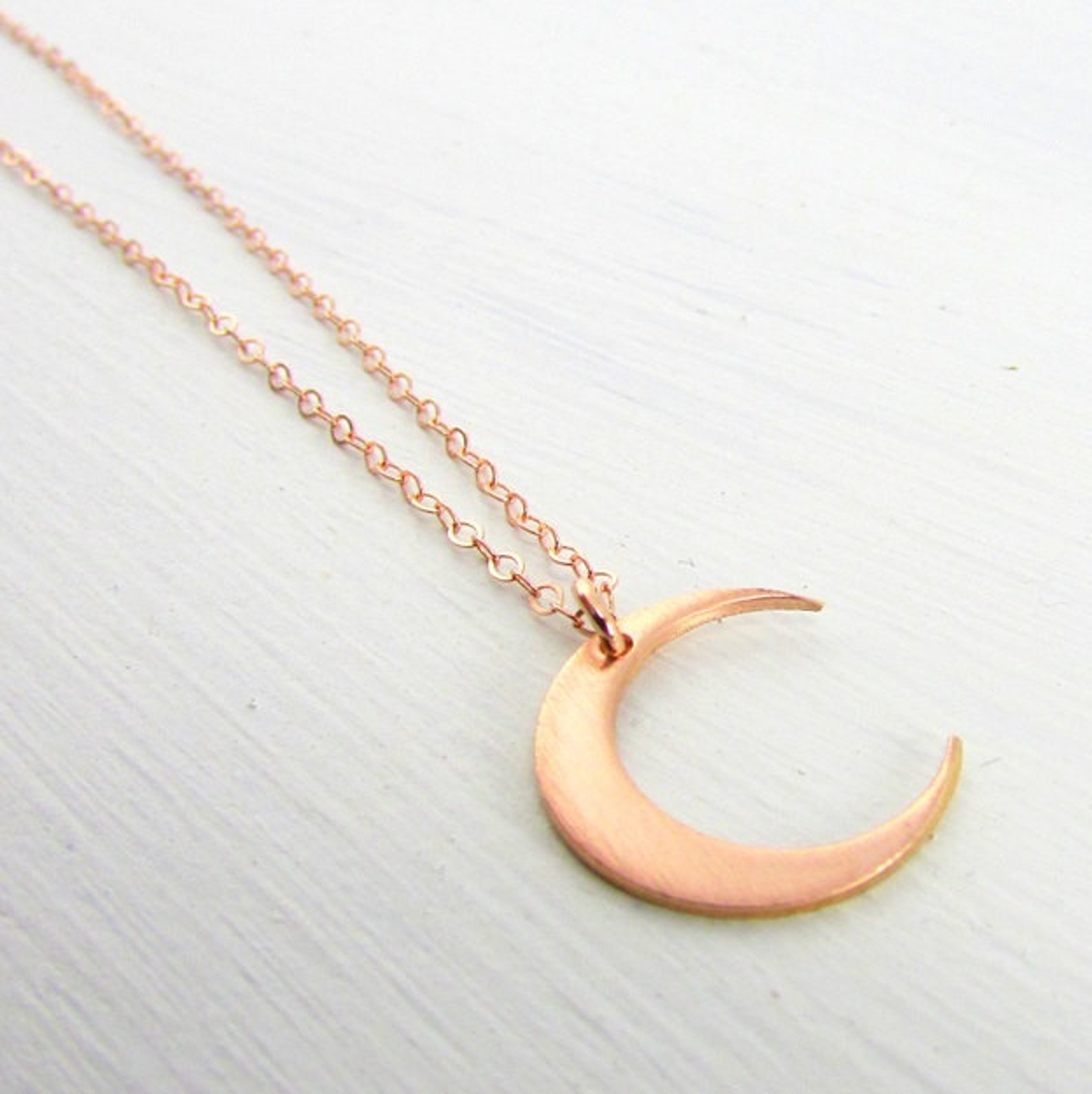 Moon Necklace Rose Gold Moon Necklace Moon Charm Necklace - Etsy