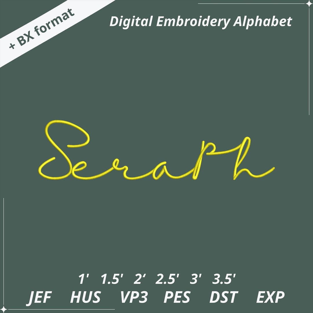 Seraph Font Embroidery, Love Letter Embroidery Font, Script Embroidery ...