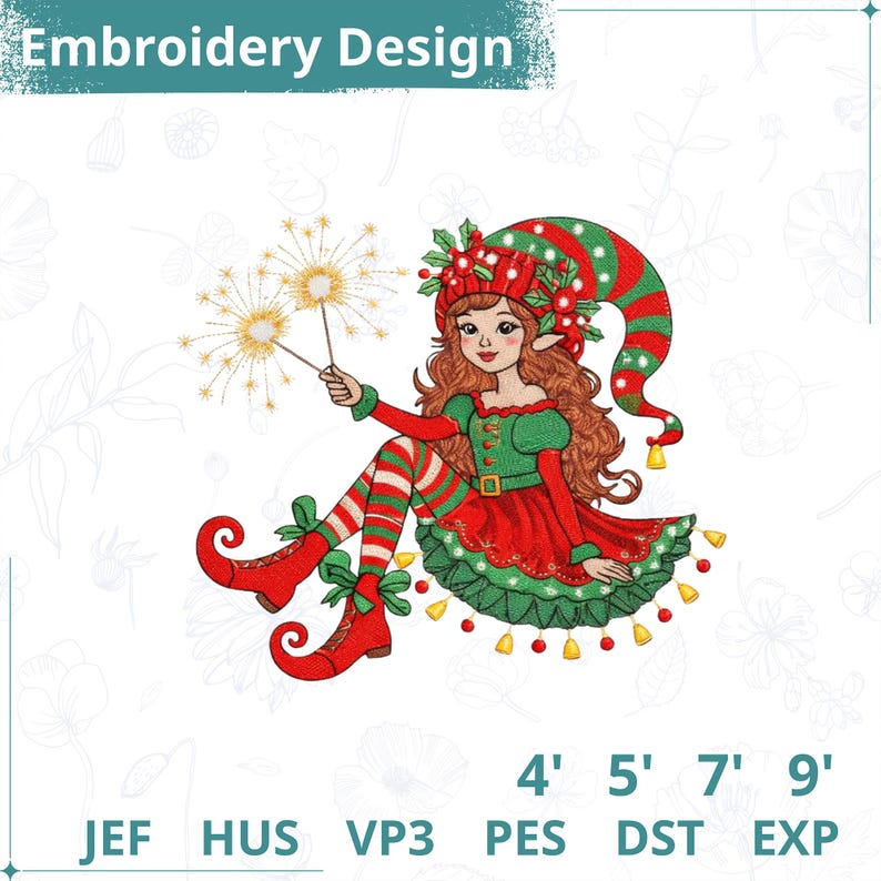 Christmas Elf Embroidery File, Cute Kids Christmas, Elf Holiday Design ...