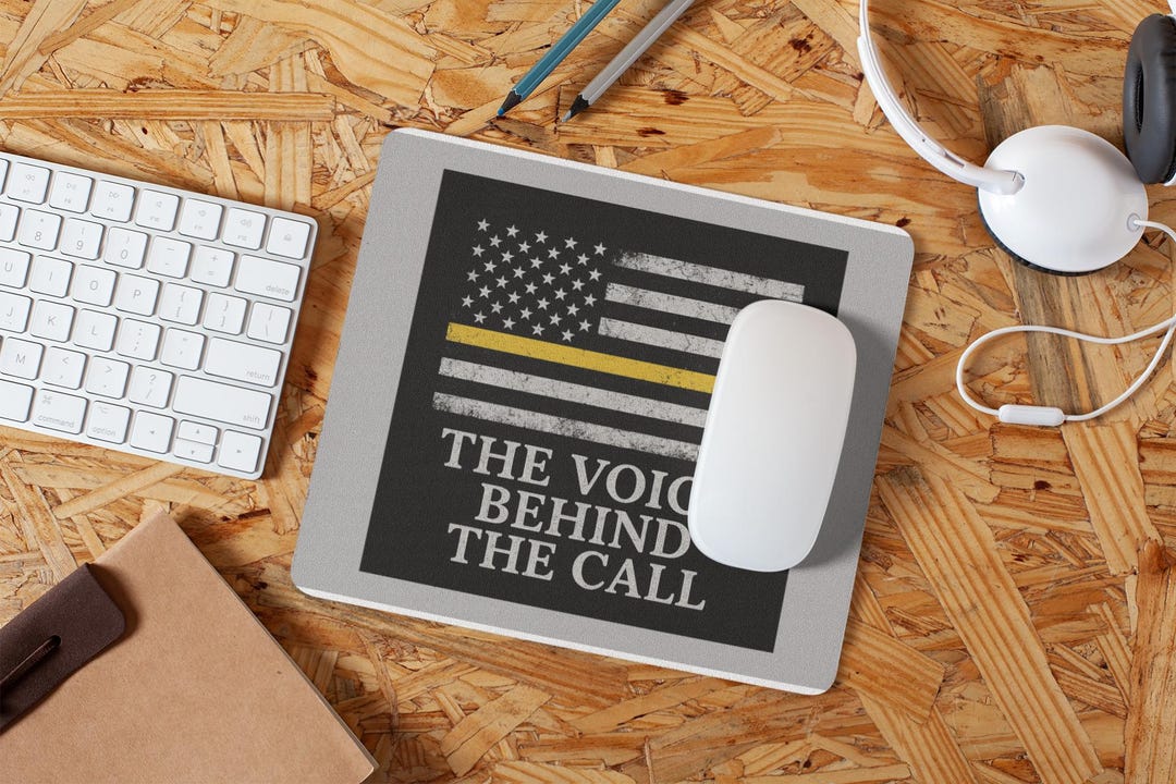 Thin Gold Line Flag the Voice Behind the Call Mouse Pad | Dispatcher ...