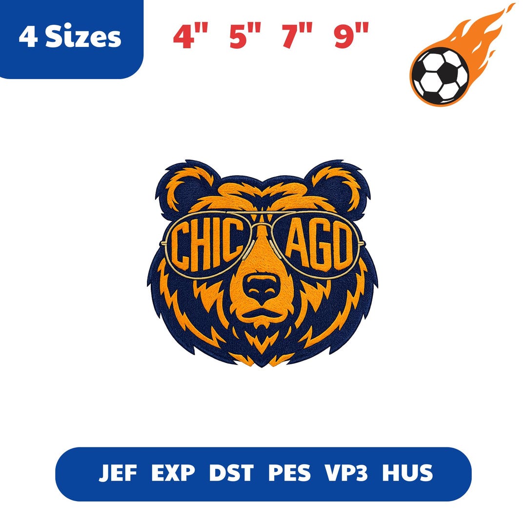 Bears Football Embroidery Design, Chicag0 Football Embroidery File ...