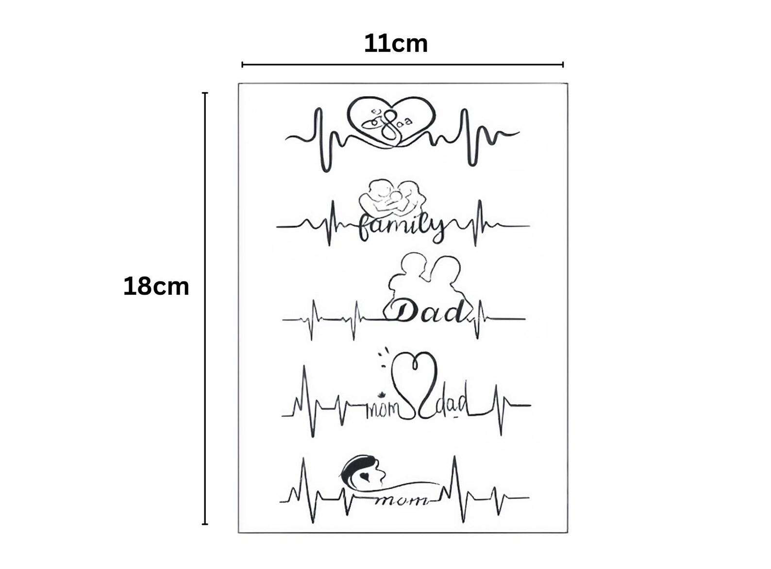 Family Heartbeat Temporary Tattoo Set | Mom Dad Love | Last up to 2 ...