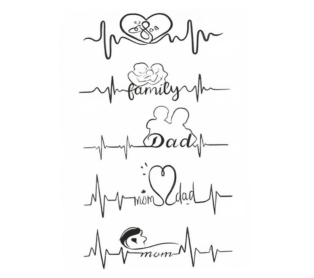 Family Heartbeat Temporary Tattoo Set | Mom Dad Love | Last up to 2 ...