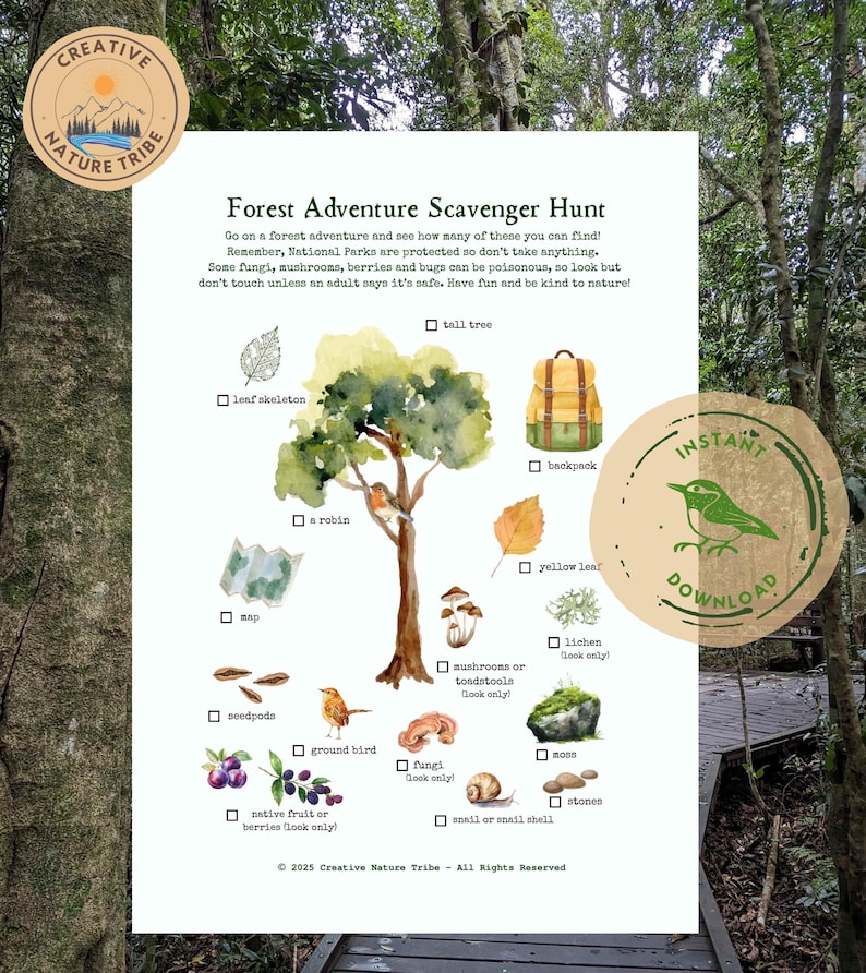 Forest Scavenger Hunt Printable for Kids | Nature Hunt | Woodland ...