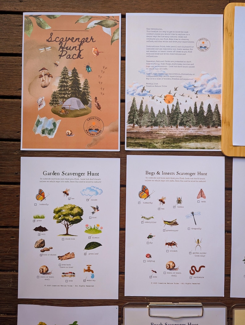 Nature Scavenger Hunts for Kids, 12 Themed Printables (digital Download ...